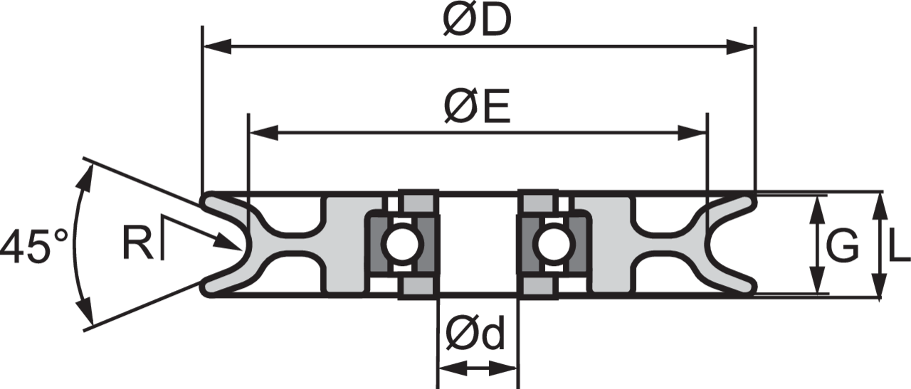 Wire Rope Sheave 7100, black chrome sheave - CERTEX Svenska