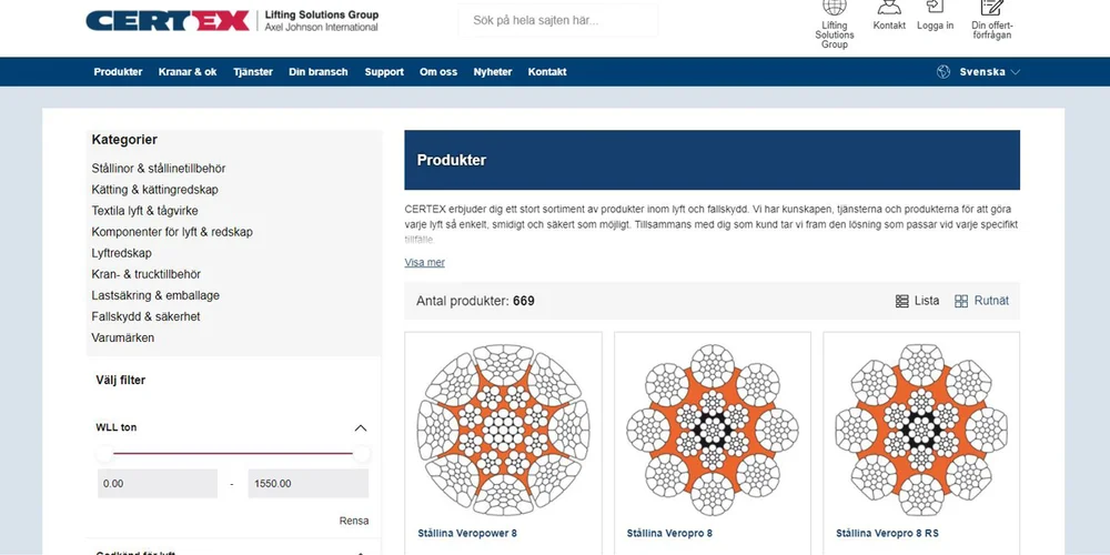 Nya produktsidor på hemsidan | CERTEX Svenska